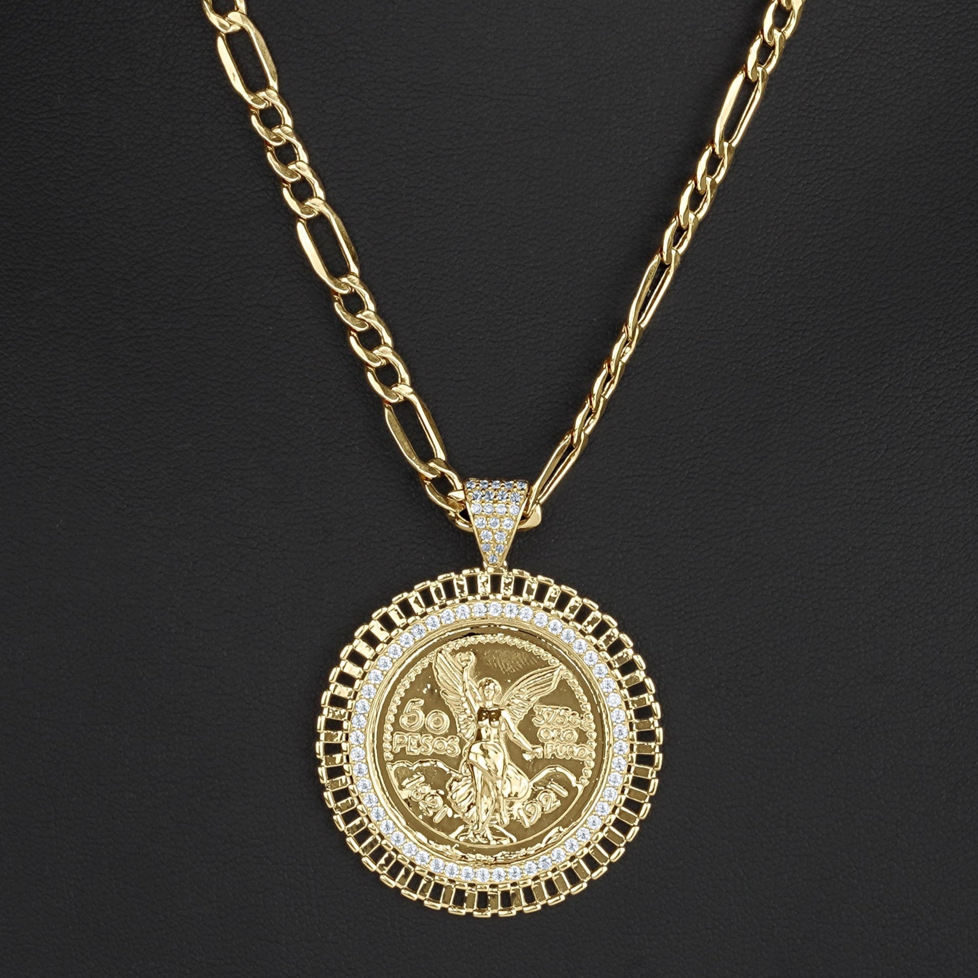 14k Gold Centenario Rollie Bezel Round CZ Pendant – Nolters