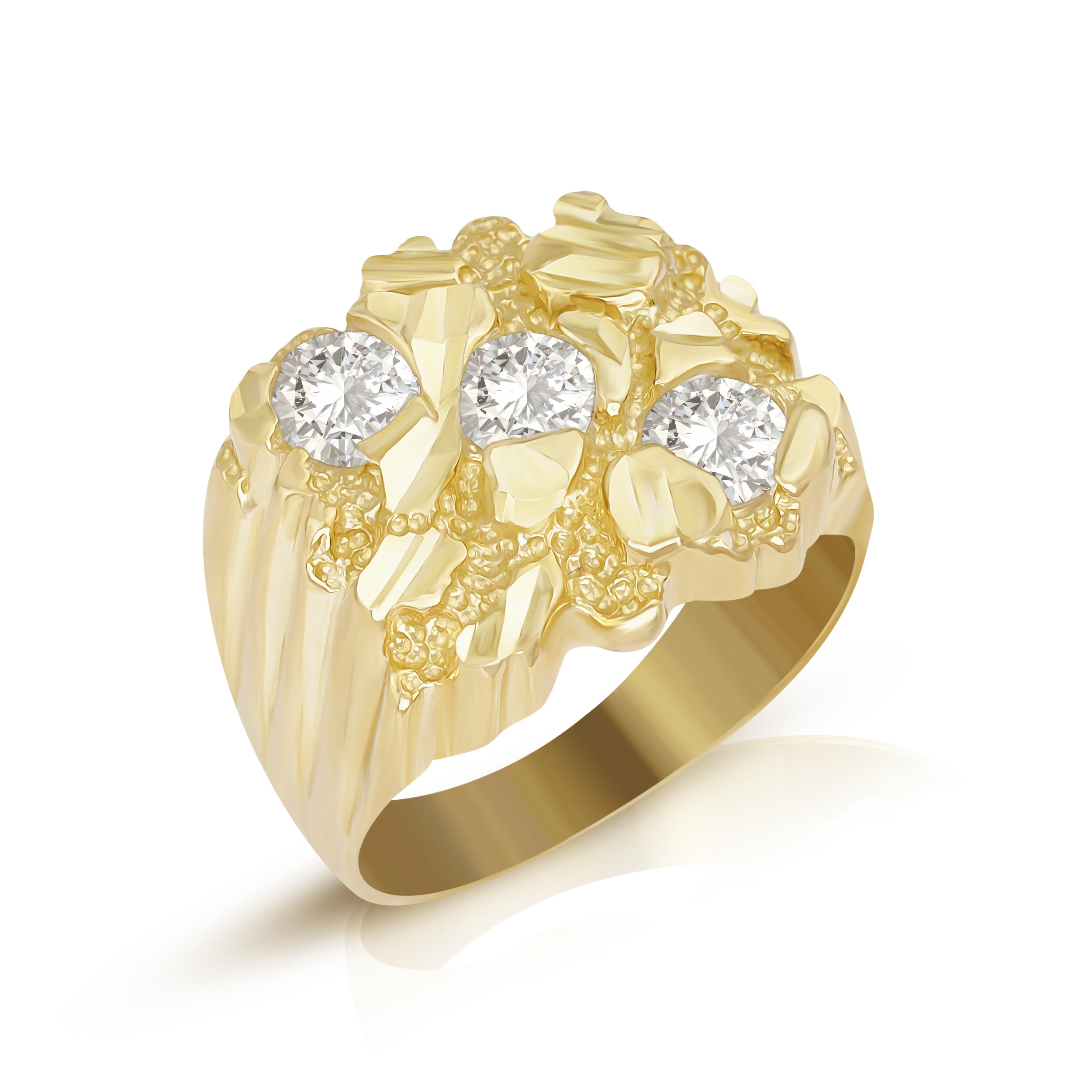 10k Gold Classic Nugget Square III CZ Ring – Nolters
