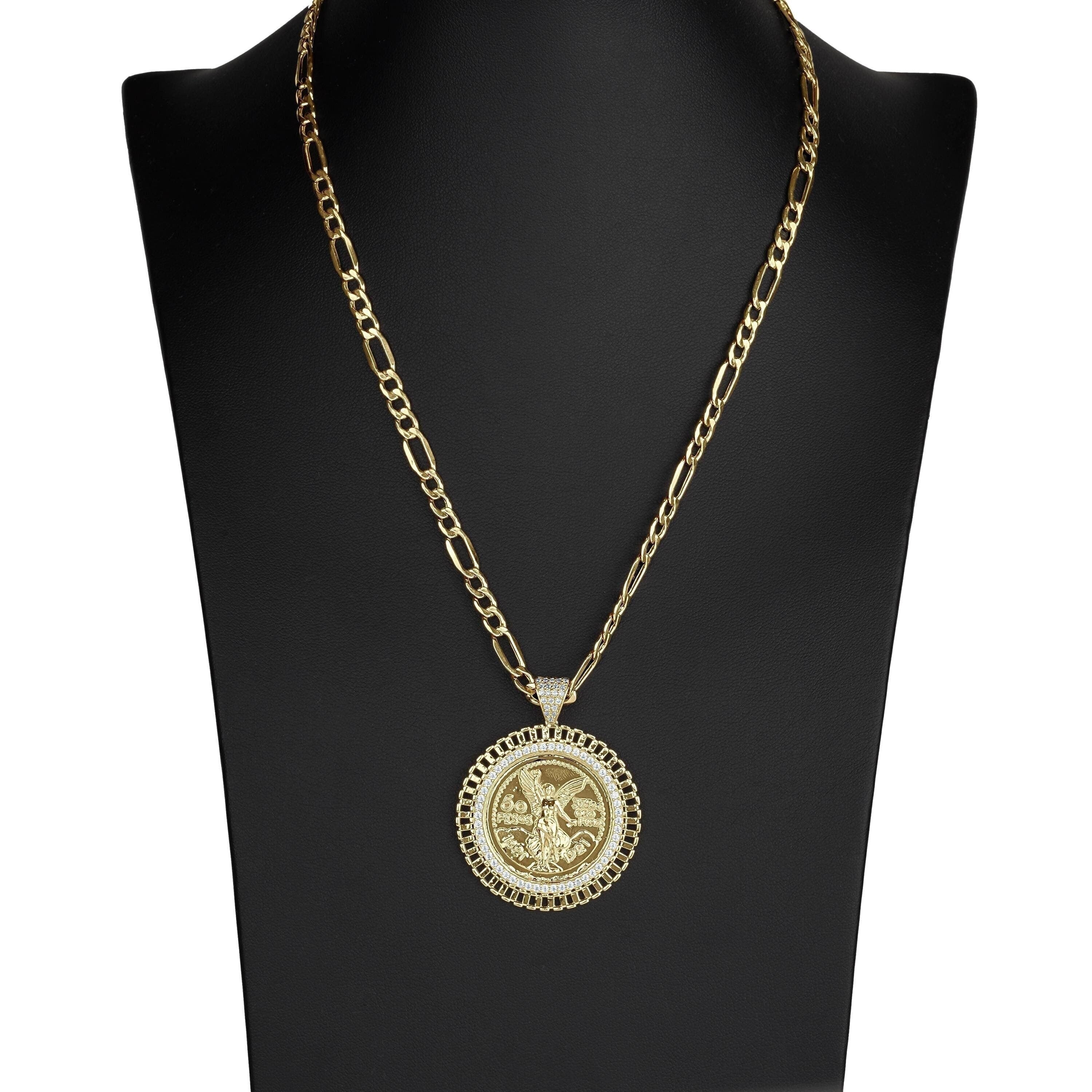 14k Gold Centenario Rollie Bezel Round CZ Pendant Necklace – Nolters